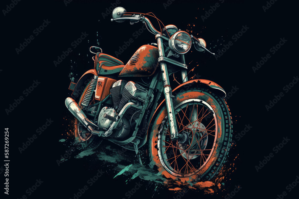 Motorcycle Art Vector illustration, print on t-shirts and bags, wedding ...