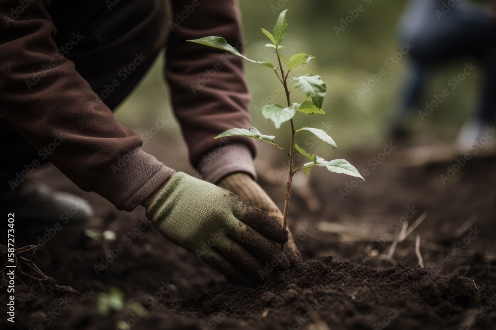 People Planting Trees and Caring for Saplings in a Forest: Community ...