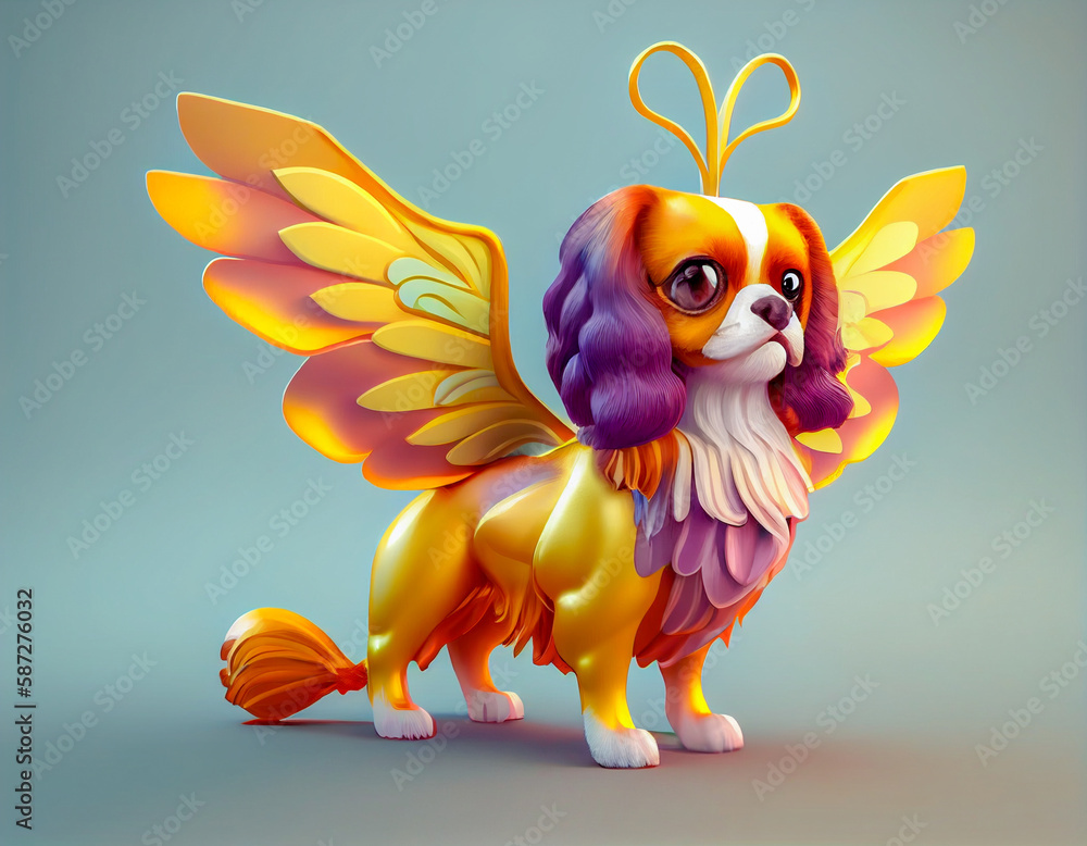 Cavalier king charles spaniel dog, dog animal with fairy wings ...