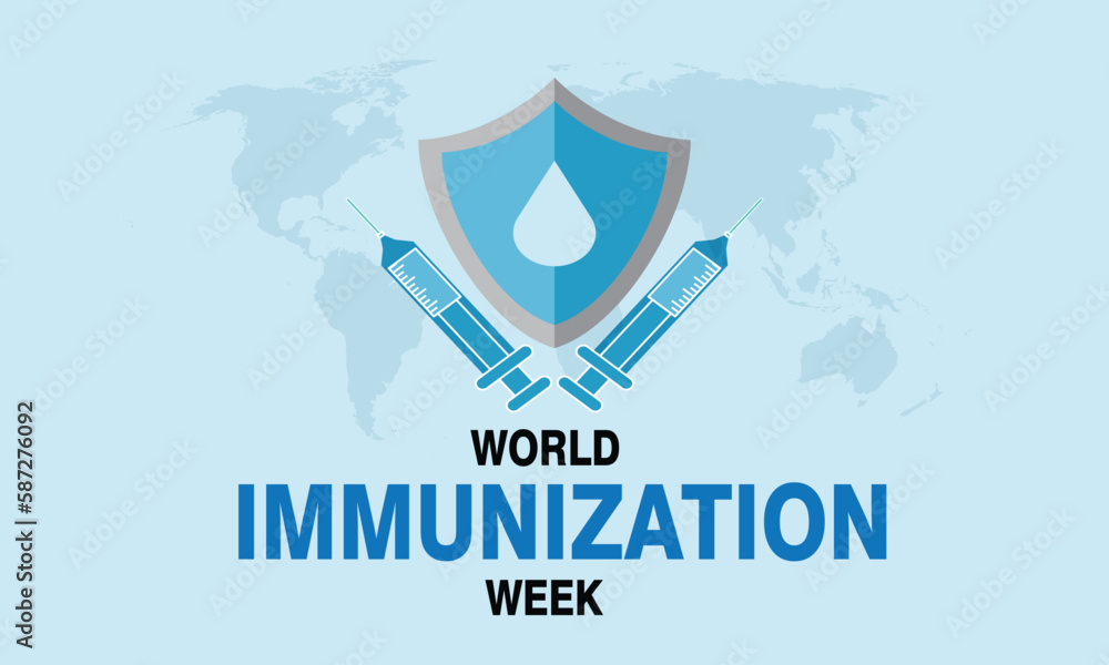 World Immunization Week design concept. It has a pair of syringe and a ...