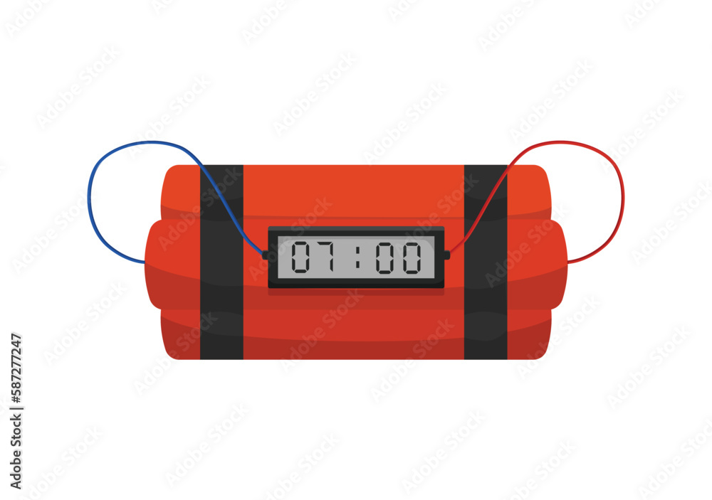 Bunch of explosives with timer. Red coiled sticks of dynamite for ...