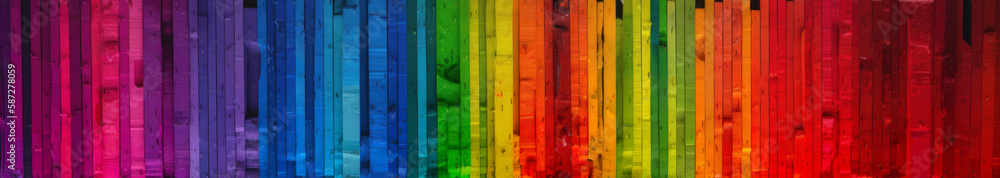 Color bar made from sheets of melted crayons aligned in rainbow color ...