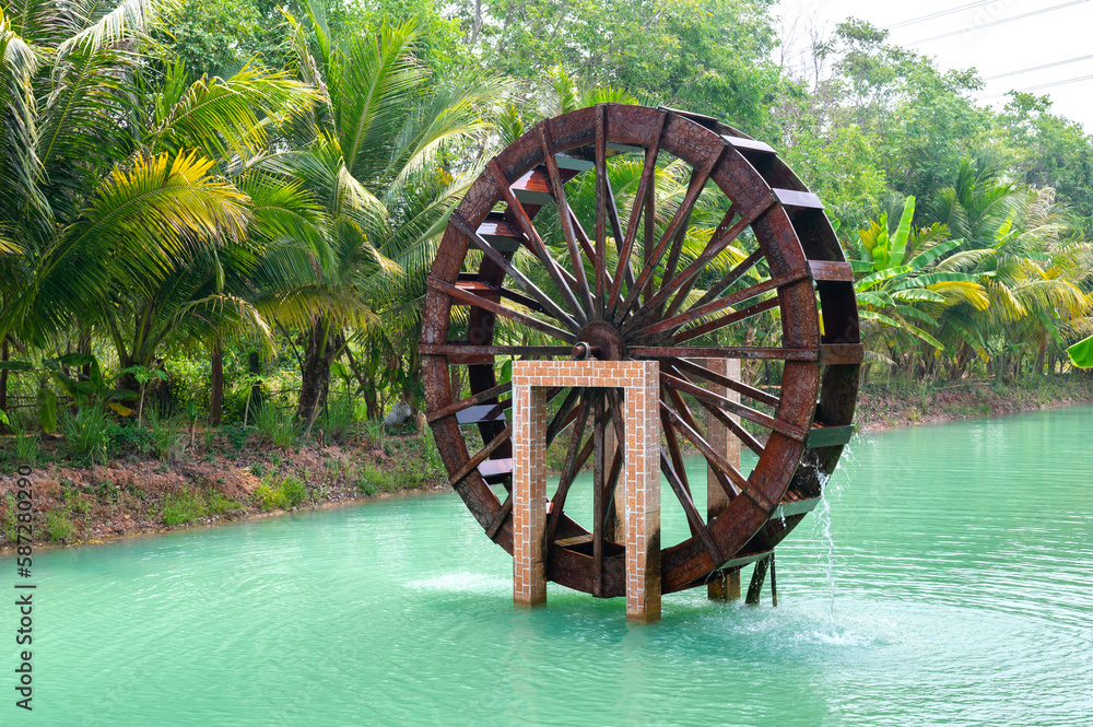 Native,water turbine made of wood.Wooden Water Wheel for rice ...