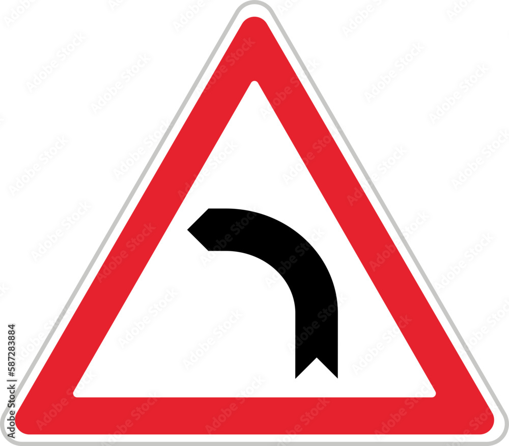 Dangerous Bend to Left (T-1b), Traffic Sign Stock Vector | Adobe Stock