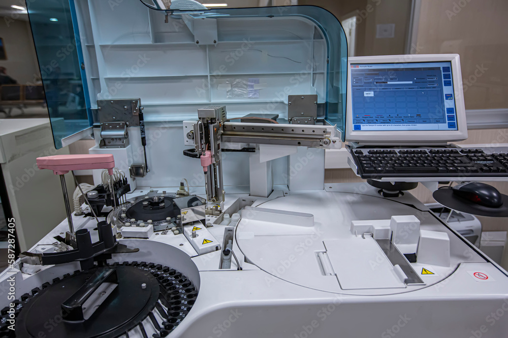 Blood test measuring instruments in the laboratory.Blood analysis in an ...