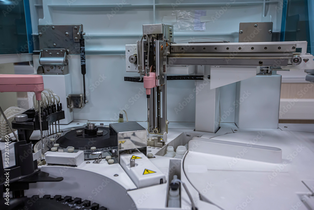Blood test measuring instruments in the laboratory.Blood analysis in an ... Blood test measuring instruments in the laboratory.Blood analysis in an ...