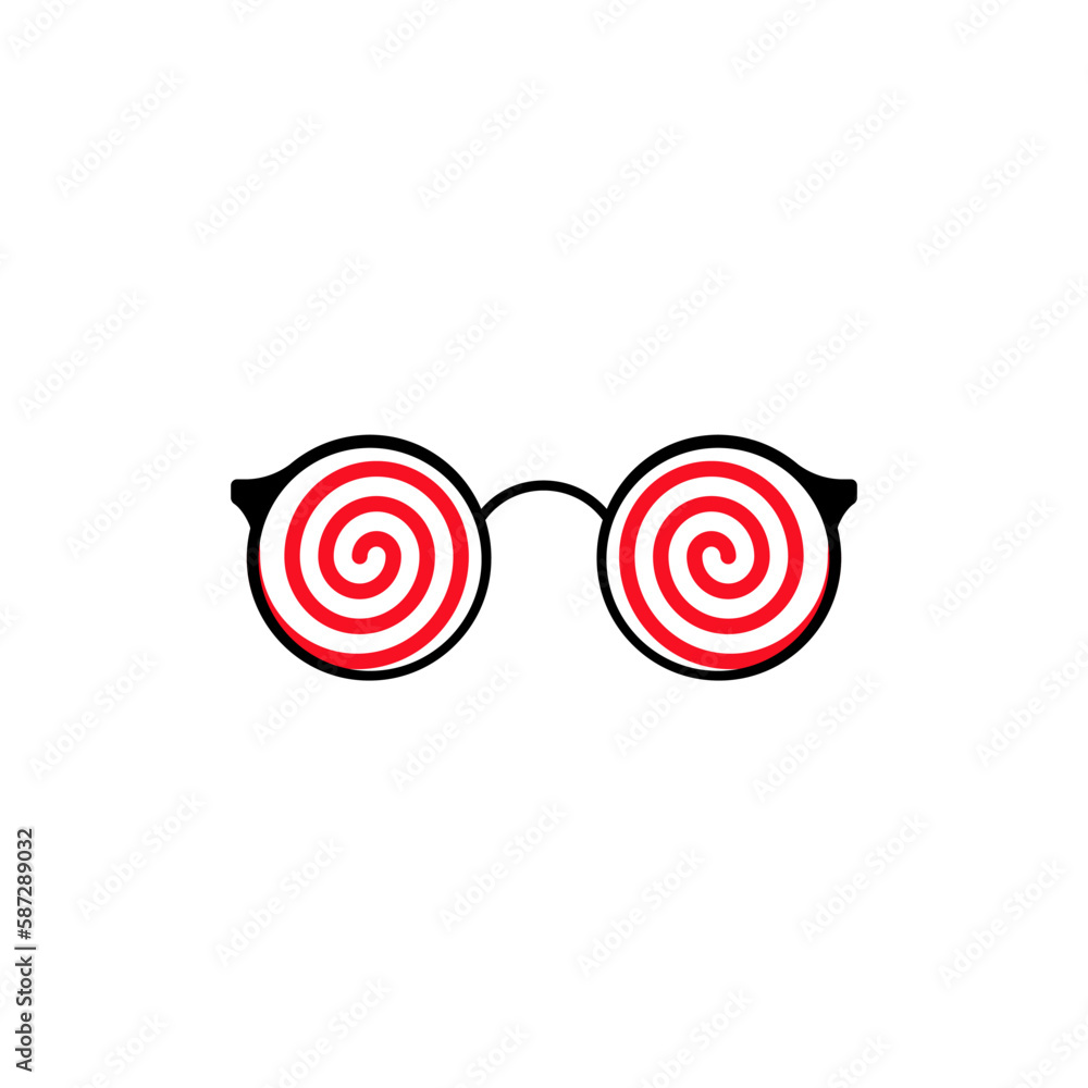 Round glasses with red spiral circles. Fun accessory for parties and ...