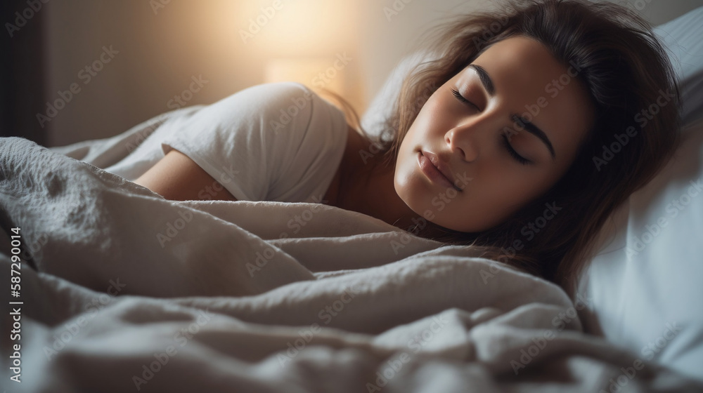 Man sleeping in bed. Sleeping beautiful woman. To sleep. Sleeping ...