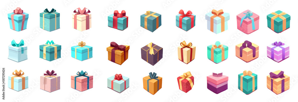 set vector gift box illustration of ui interface icons isolated on ...
