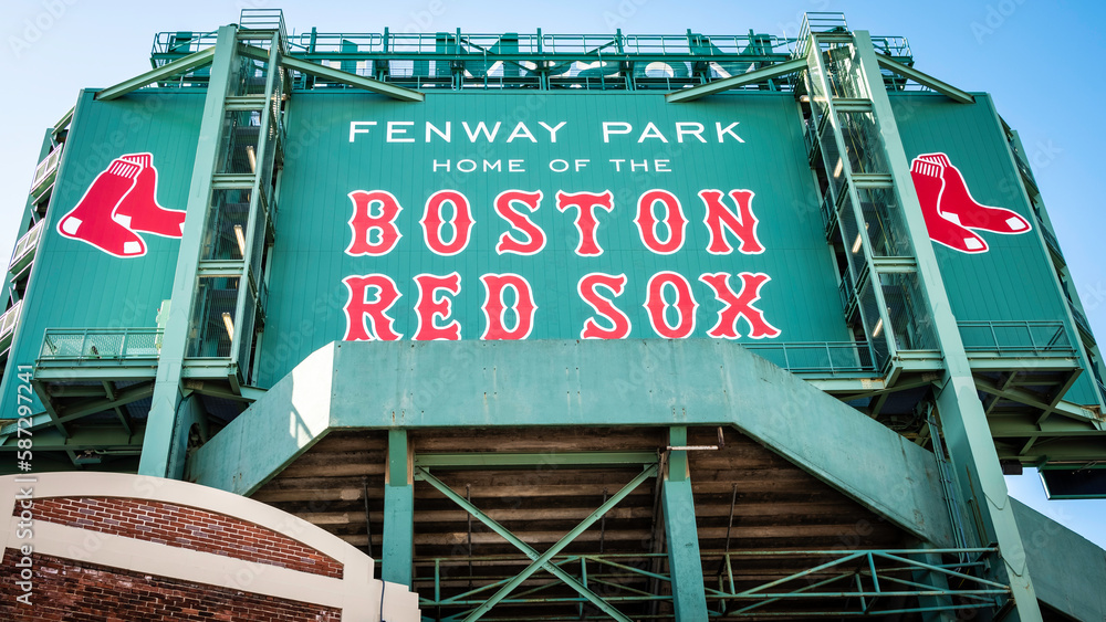 View of the historic architecture of the Fenway Park Stadium in Boston ...