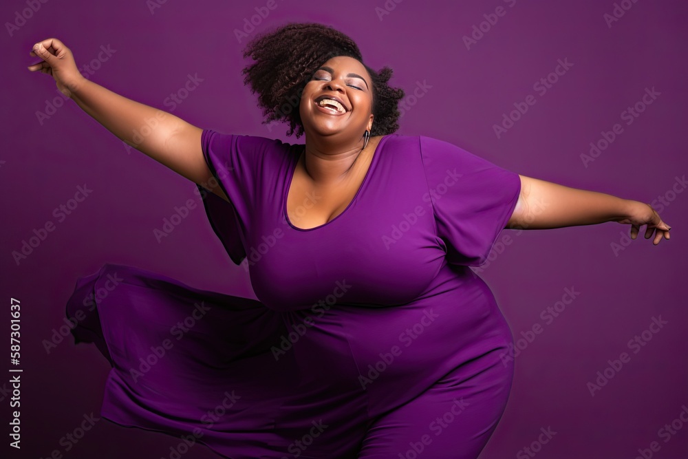 ภาพประกอบสต็อก Beautiful Full Figured Body Positive Happy African ...