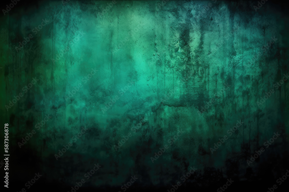 Horror green blue wall, grunge dark smoke texture, black haunted ...