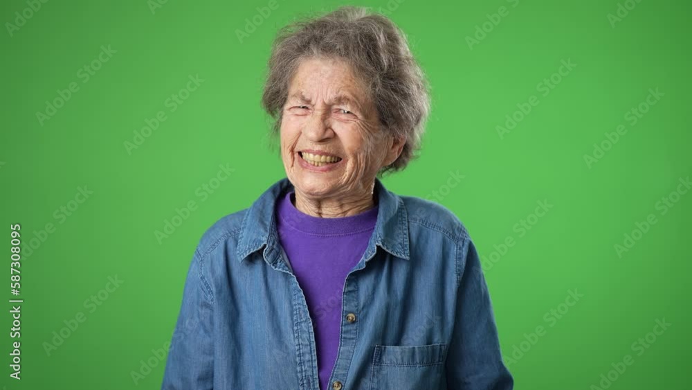 Portrait of angry upset frustrated elderly senior old woman with ...