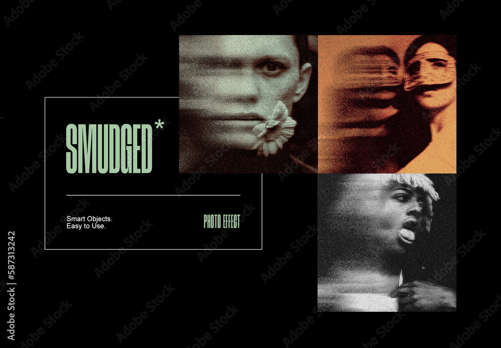 Smudged Gloomy Photo Effect Mockup Stock Template | Adobe Stock