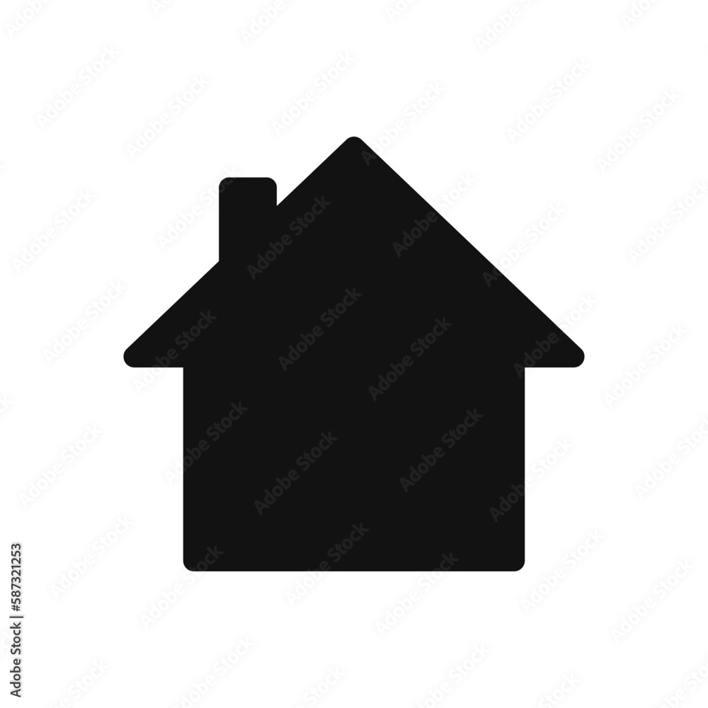 Black house silhouette with roof and chimney filled in vector. Building ...