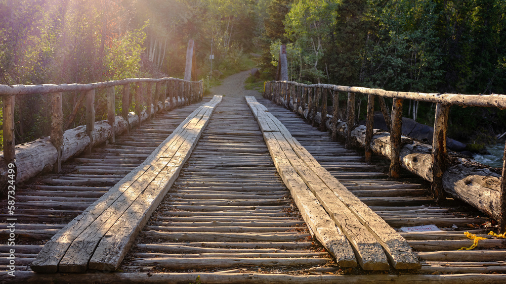 One of the old wooden bridges on the Old Alaska Highway built by the ...