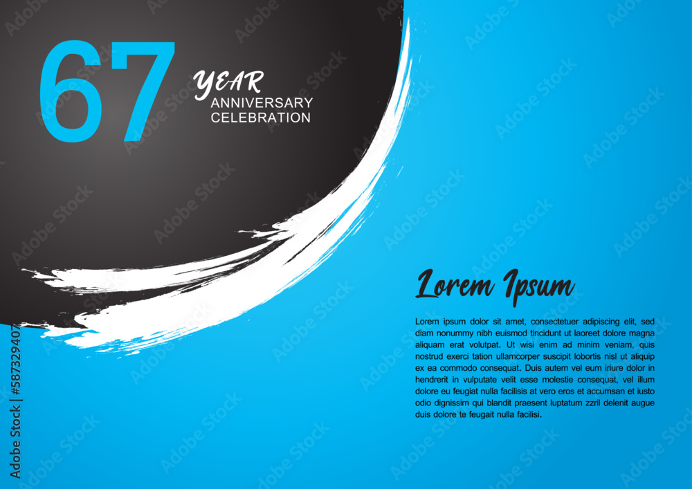 67 year anniversary celebration logotype on blue background for poster ...
