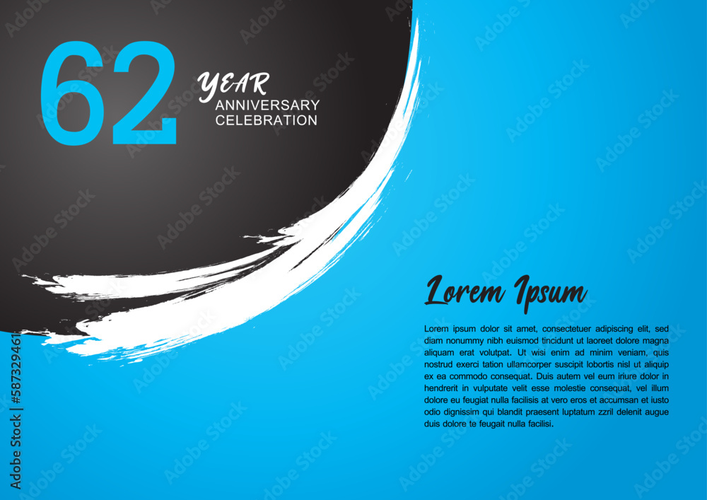 62 year anniversary celebration logotype on blue background for poster ...