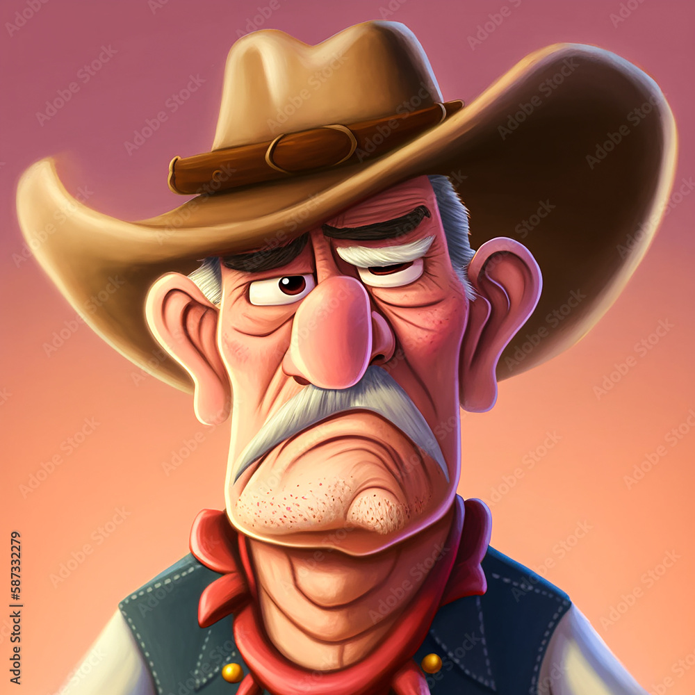 Cartoon Cowboy. Generative AI. Illustration of a cowboy in a cartoon ...