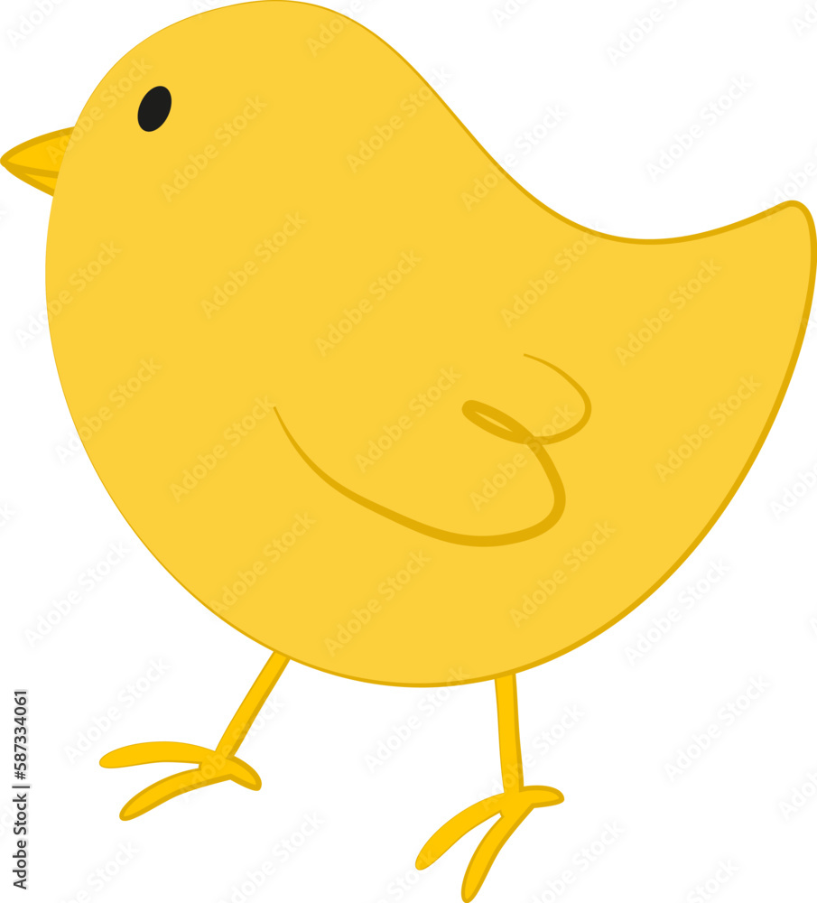 Vector illustration of little yellow chicken character in cartoon style ...