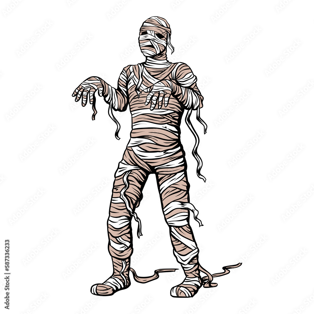 Walking mummy pop art style PNG illustration with transparent ...