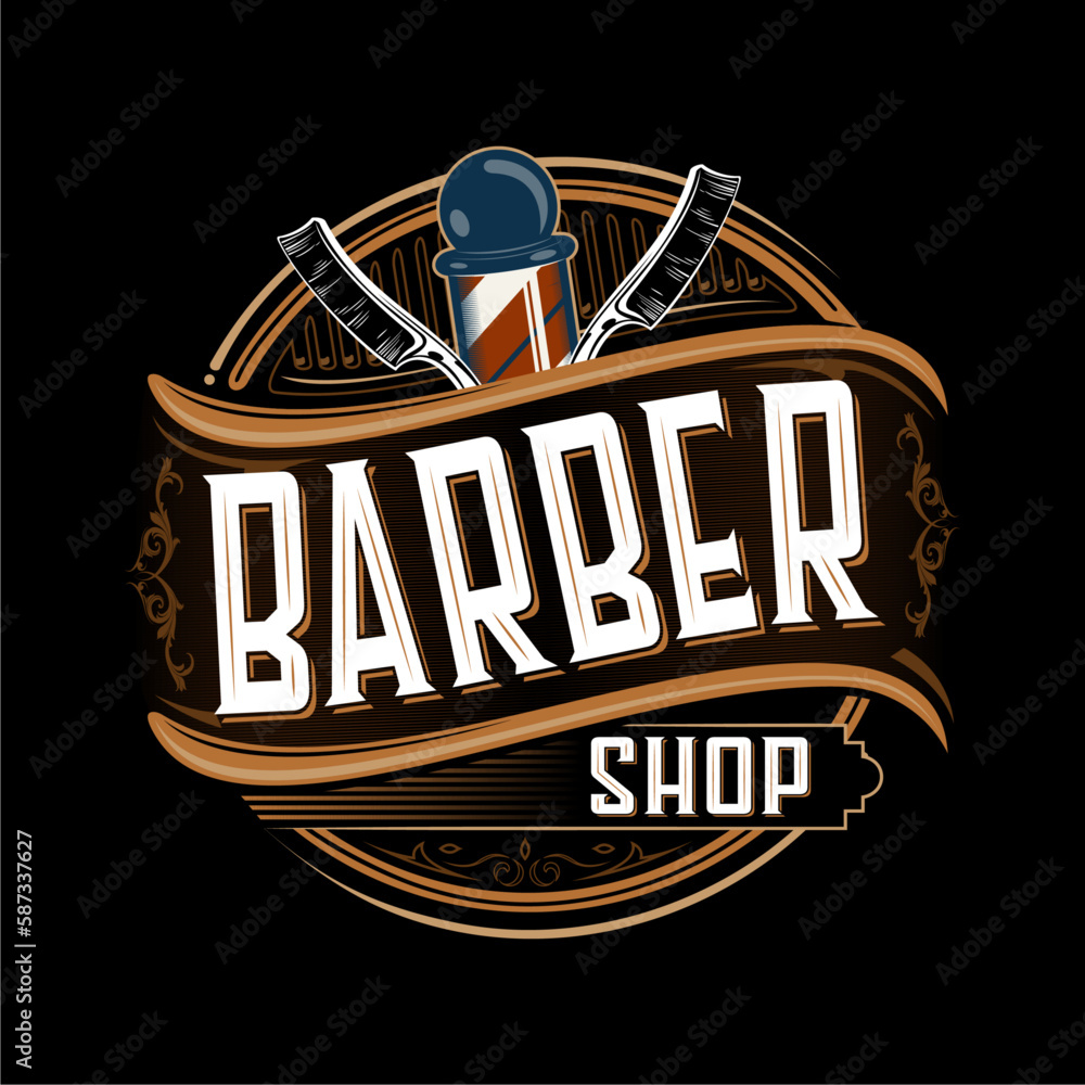 Barber Shop Logo - Salon Logo - Hair Cutting Logo Stock Vector | Adobe ...