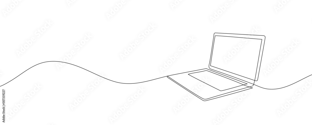 continuous line drawing of computer desk furniture vector illustration ...