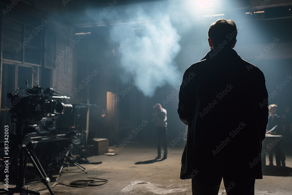 Behind the Scenes, movie production stage, cameras, equipment, studio ...