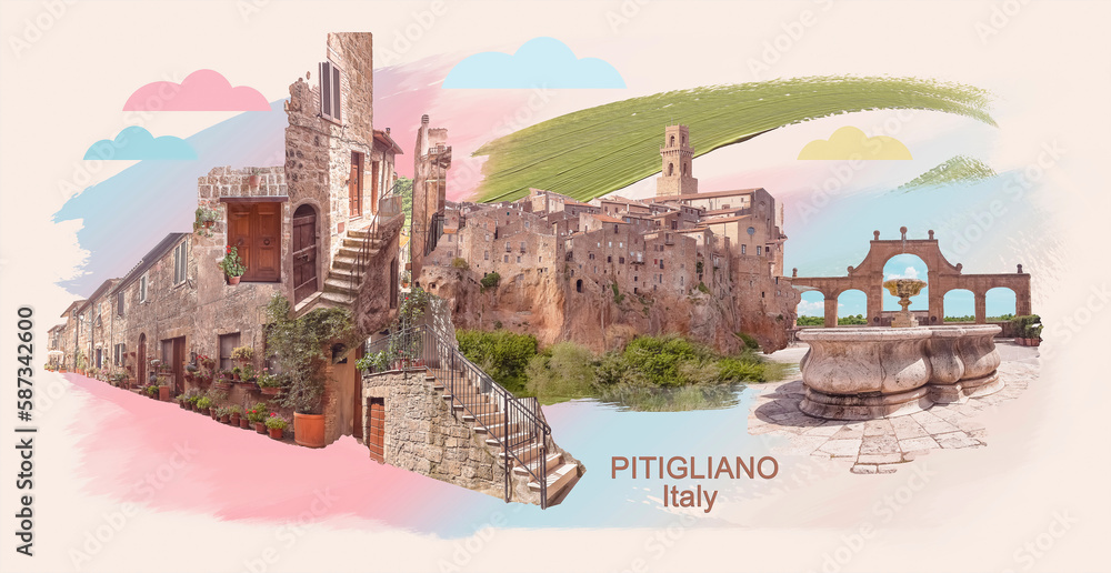 Beautiful landscape of italian city. Vintage city view, landmarks ...