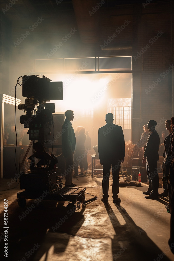 Behind the Scenes, movie production stage, cameras, equipment, studio ...