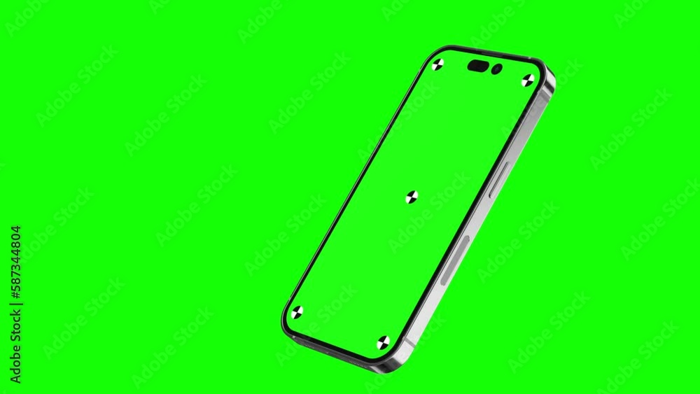 Smartphone with green screen isolated on green screen background. 4K ...