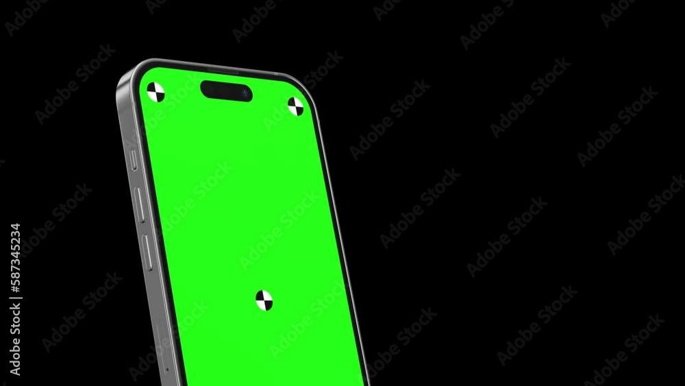 Smartphone green screen with marks for tracking - phone rotations and ...