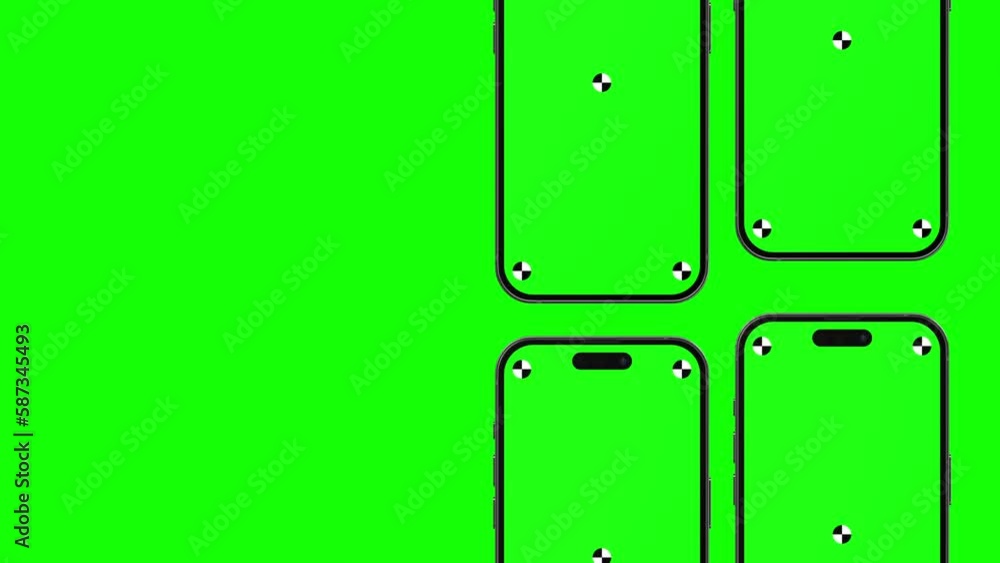 Smartphone green screen with marks for tracking - phone rotations and ...