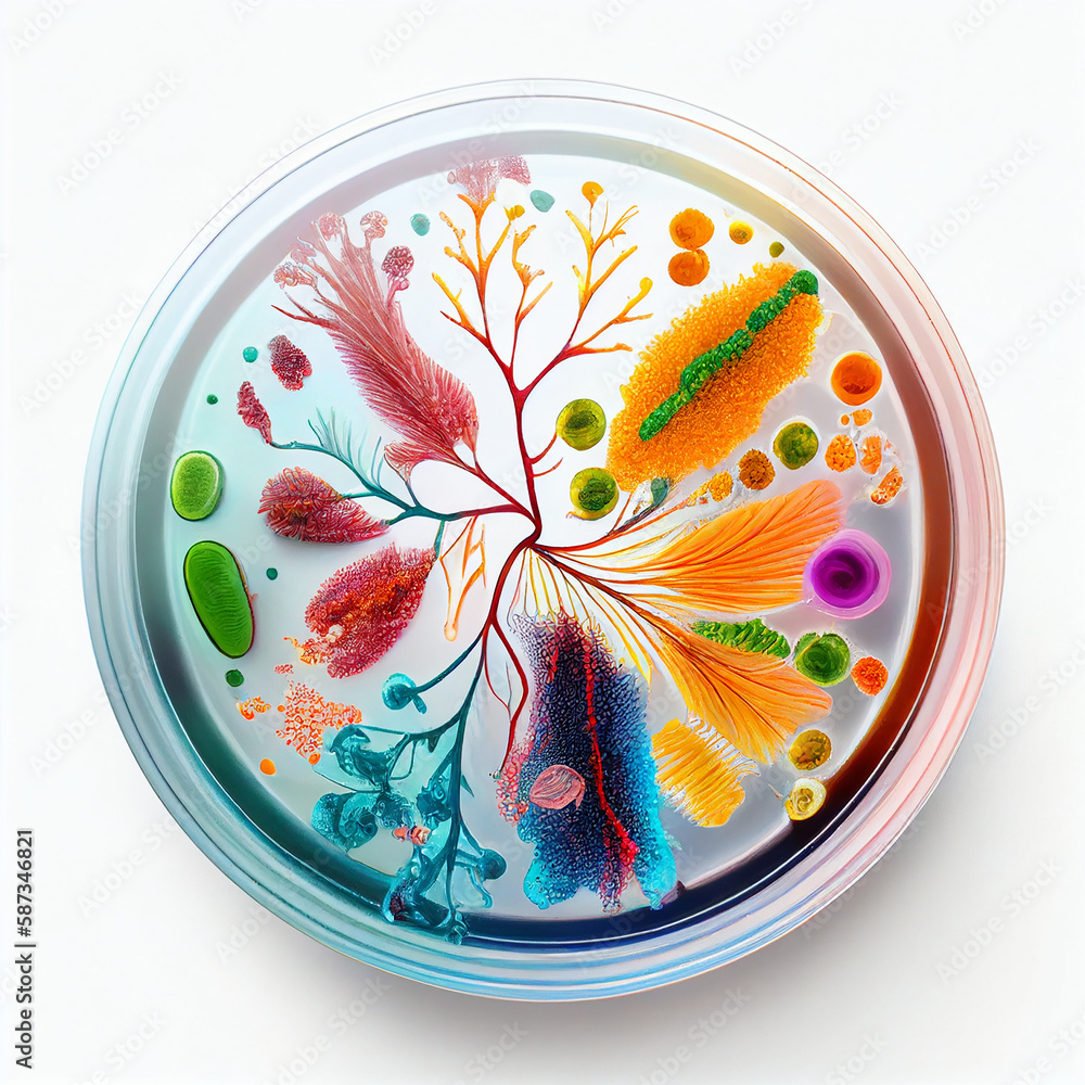 Colorful bacteria in Petri dish Stock Illustration | Adobe Stock