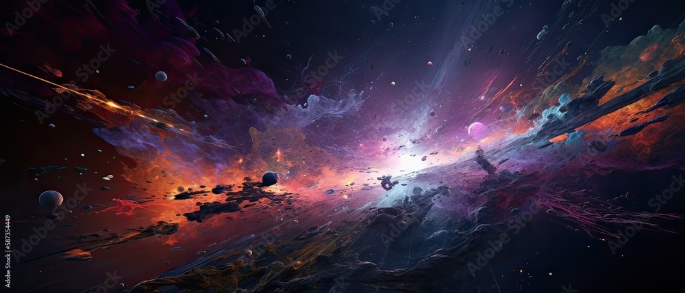 Astronauts with spaceship exploring an asteroid in space 3D. Generative ...