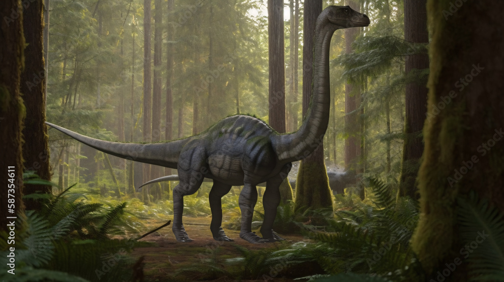 Realistic Brachiosaurus in Forest: Paleoart of Carnivore Dinosaur with ...