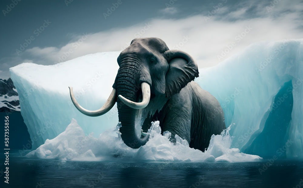 Mammoth breaking iceberg 4k Stock Illustration | Adobe Stock