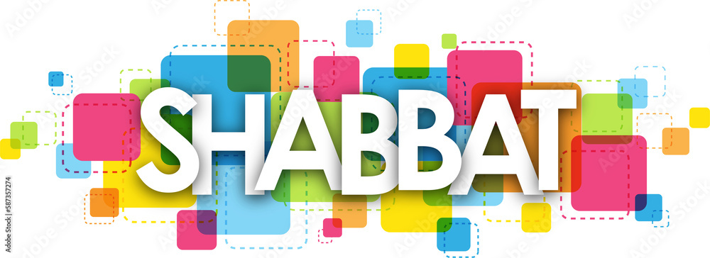 SHABBAT colorful typography banner on transparent background Stock ...
