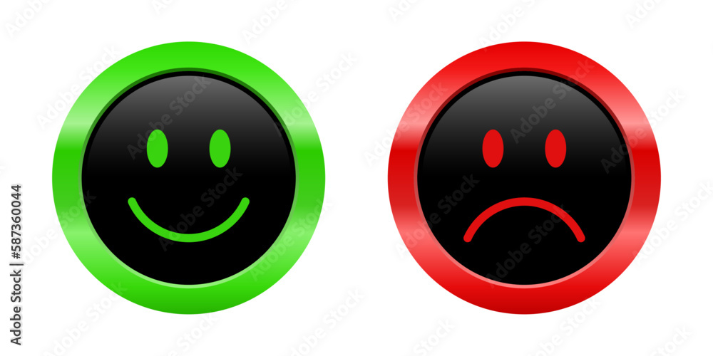 Smiley and sad face button set Stock Vector | Adobe Stock