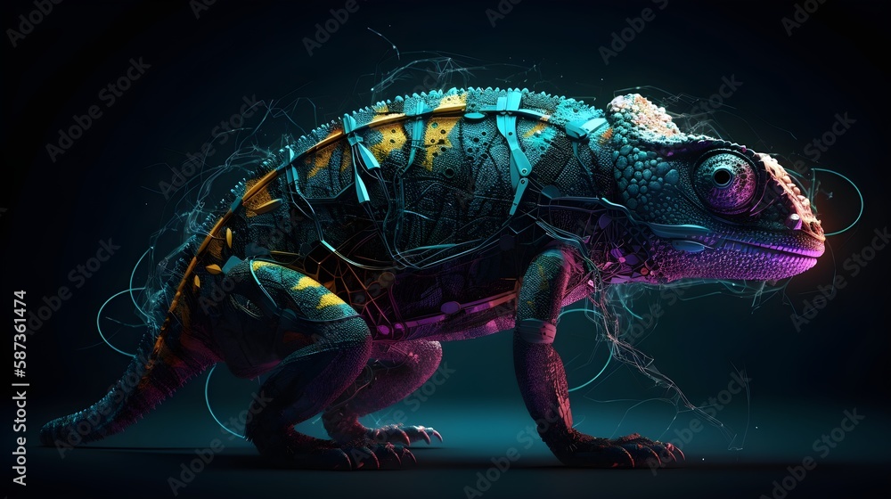 Cybernetic Chameleon, Adaptive Cybersecurity, Futuristic Digital ...