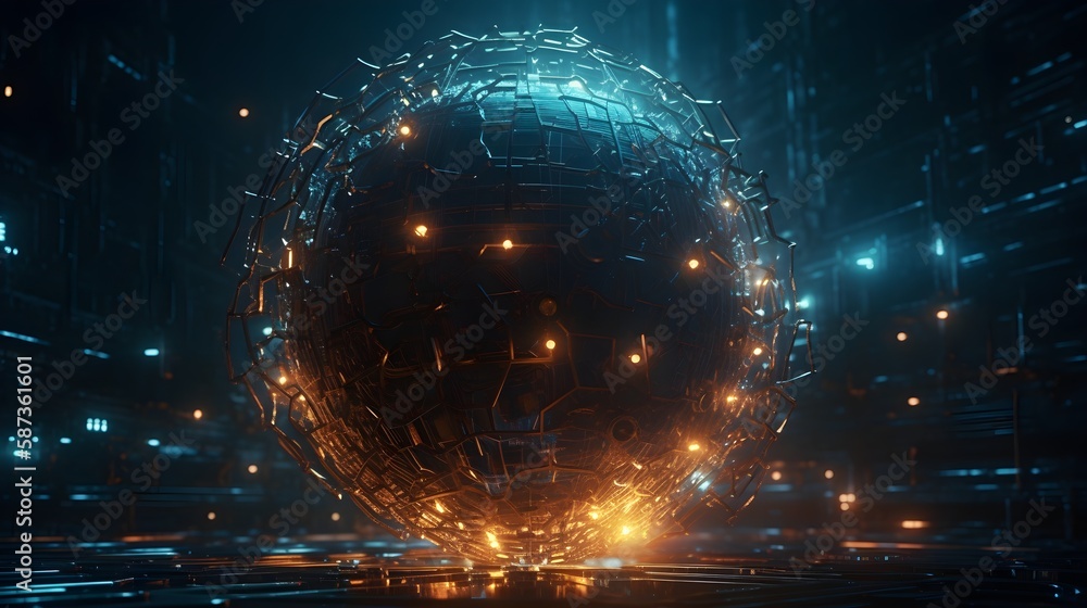 Cybernetic Sphere, Central Security Hub, Floating Device Network ...