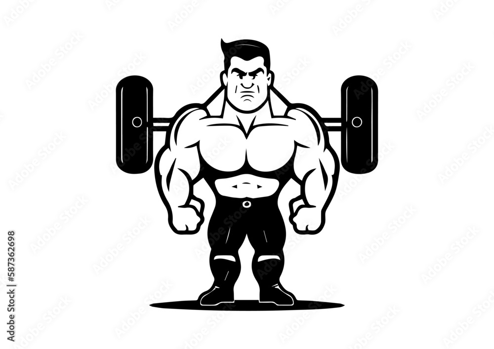 cartoon vector logo/illustration of a fitness men with dumbbells Stock ...