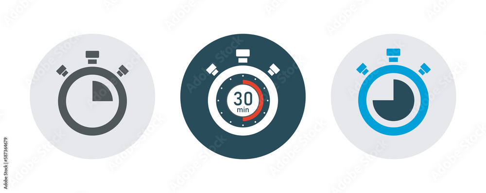Stopwatch icons are designed in a simple. stop watch timer flat vector ...