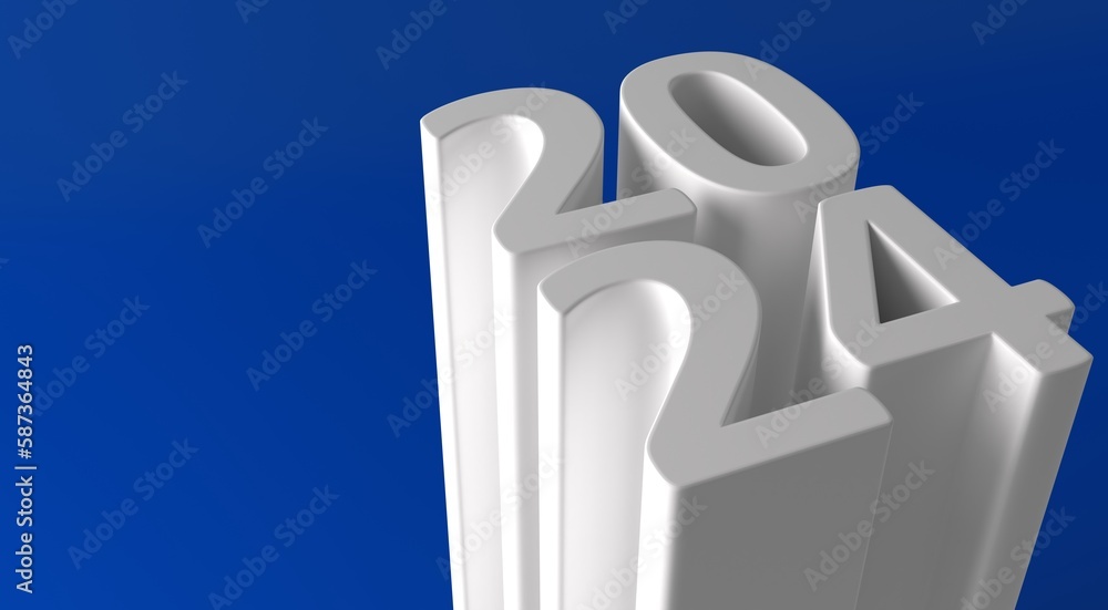 2024 new year card with modern gradient style 3d realistic year number ...