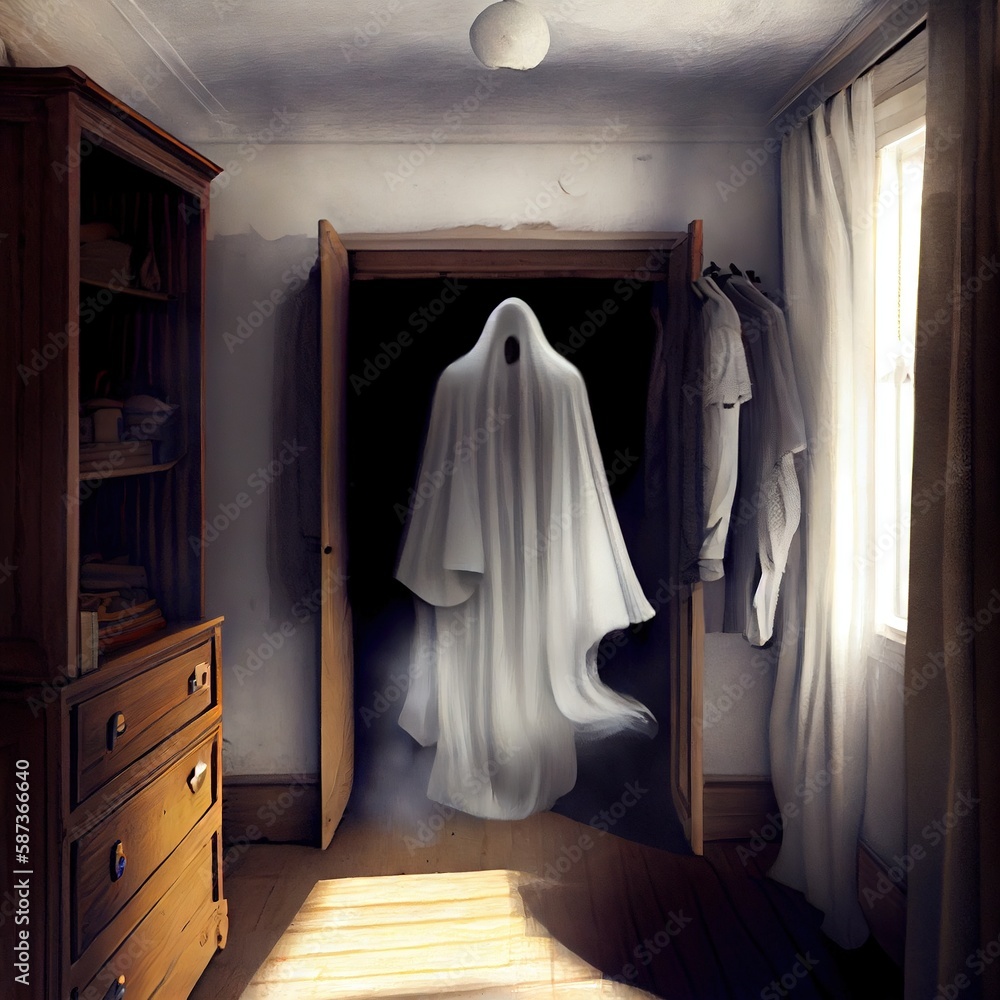 Getting out of the closet is a ghost, created with generative ai Stock ...