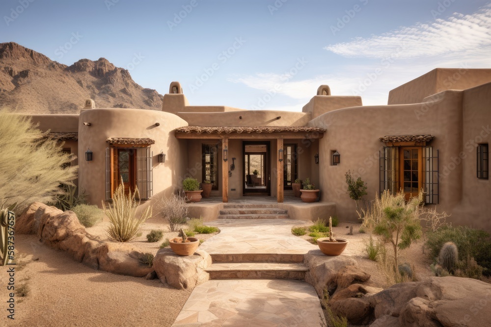 Luxurious Southwest Style Home with Modern Amenities Stock Illustration ...