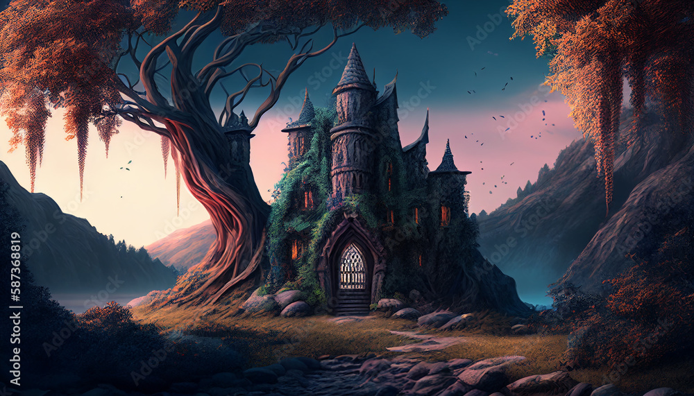 Fantasy Forest Castle Wallpaper