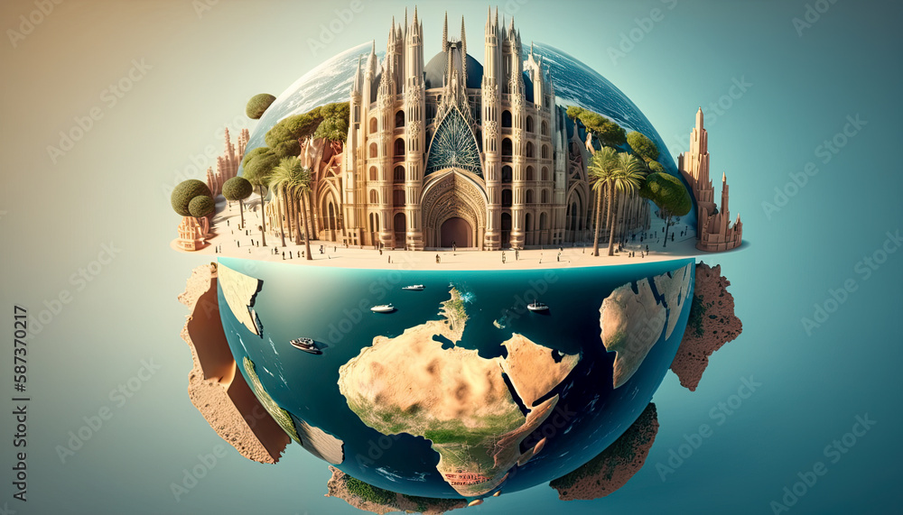 Cross section of planet Earth with Barcelona landmarks - Generative AI ...