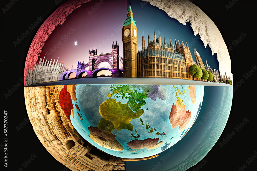 Cross section of planet Earth with London landmarks - Generative AI ...