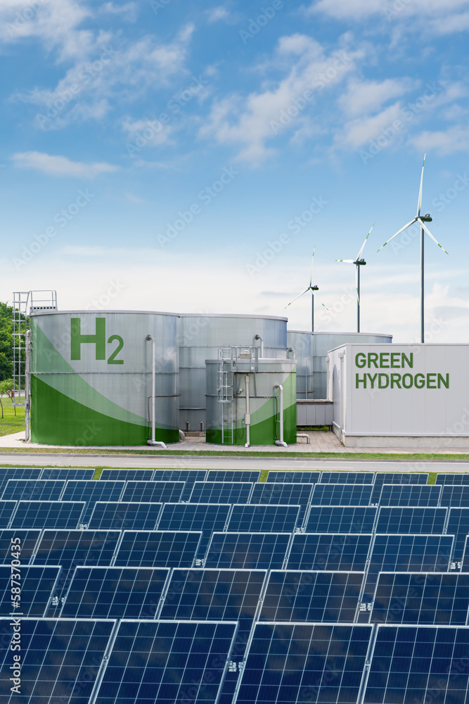 Green hydrogen factory concept. Hydrogen production from renewable ...